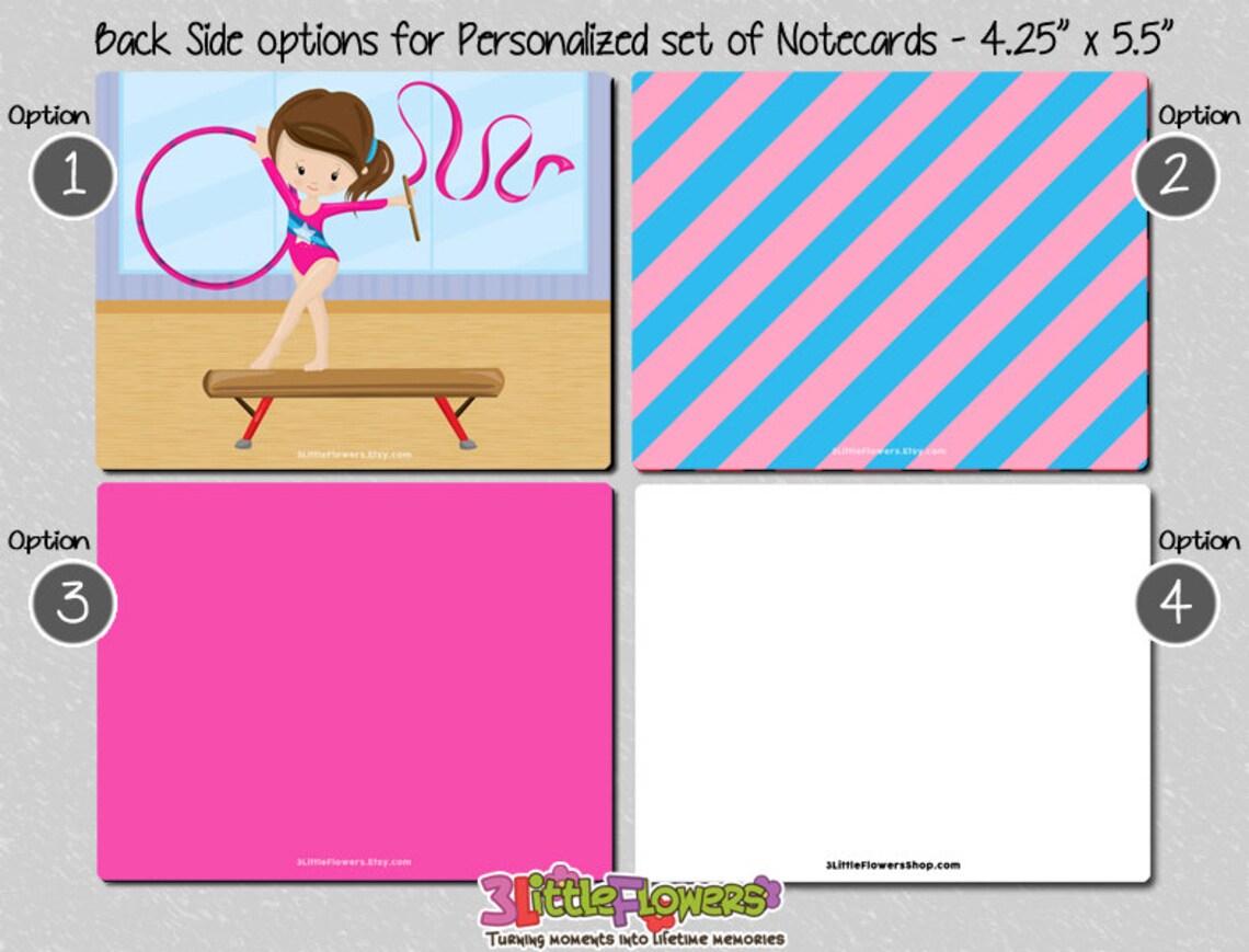 Gymnastic Note Cards Set of Personalized Note Cards 4.25 - Etsy