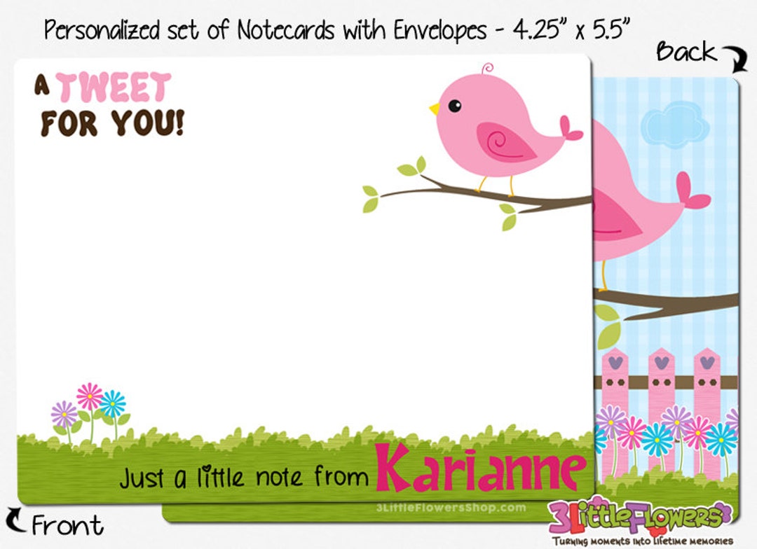 Bird Note Cards Set of Personalized Note Cards 4.25 X - Etsy