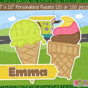 Personalized Ice Cream Puzzle Personalized 8 X - Etsy