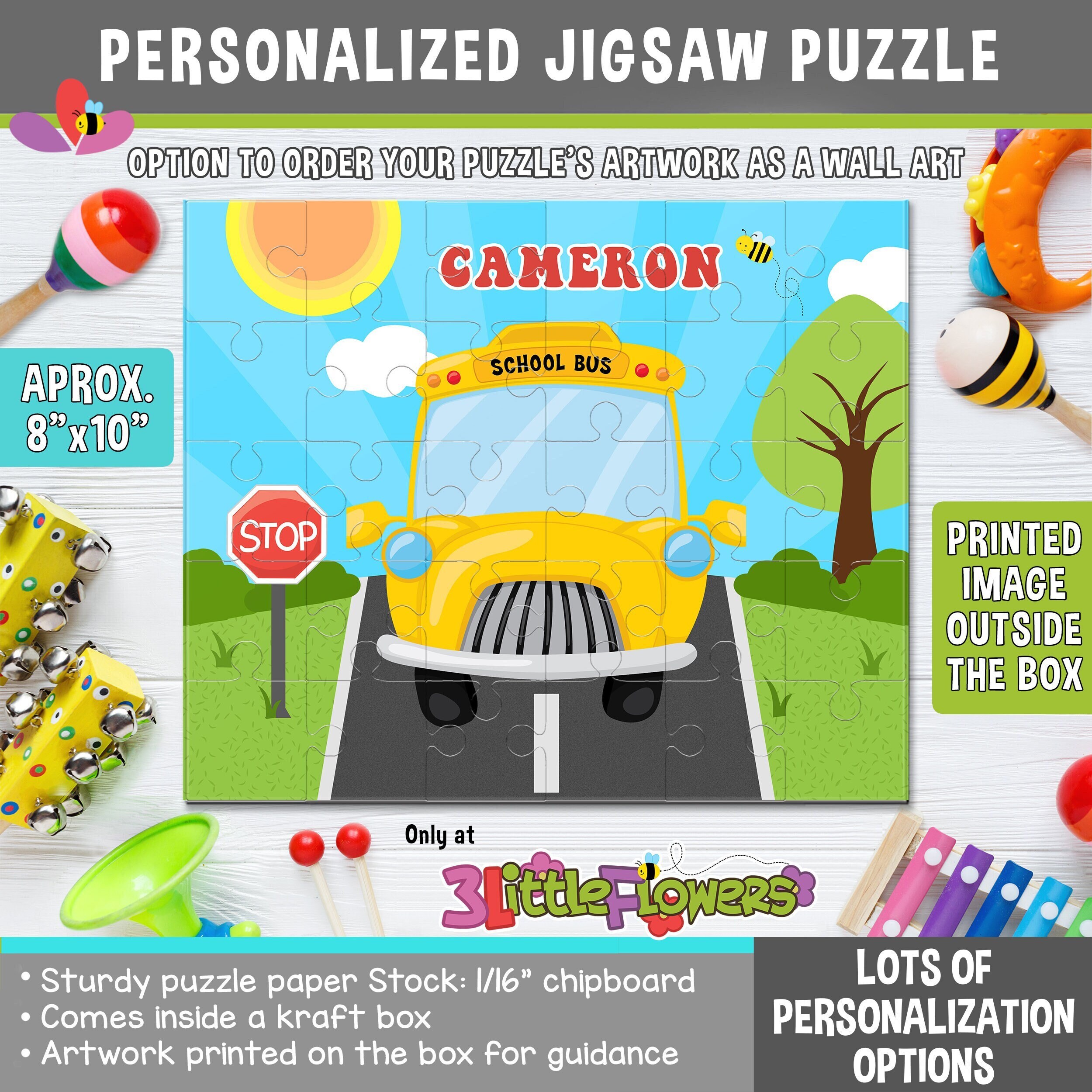 Personalized School Bus Puzzle - Personalized 8" X 10" Puzzle ...