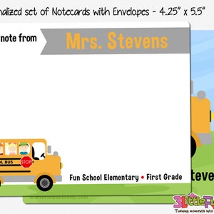 Teacher Note Cards - Set of Personalized Note Cards - Double-sided and ...