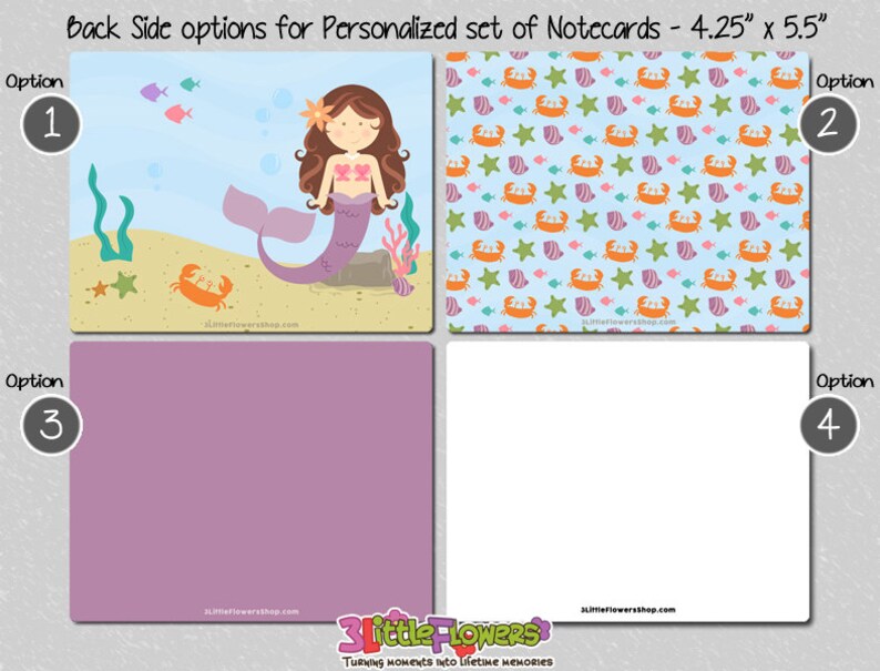 Mermaid Note Cards Set of Personalized Note Cards 4.25 x | Etsy