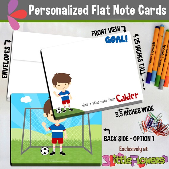 Soccer Player Note Cards - Set of Personalized Note Cards - Double ...