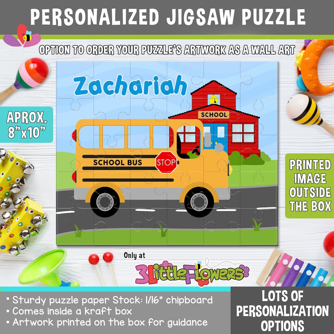 Personalized School Bus Puzzle - Personalized 8" X 10" Puzzle ...