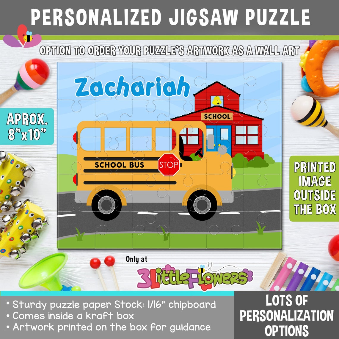 Personalized School Bus Puzzle Personalized 8 X - Etsy