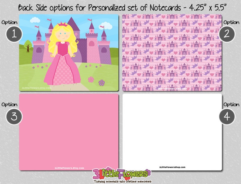 Princess Note Cards Set of Personalized Note Cards 4.25 X - Etsy