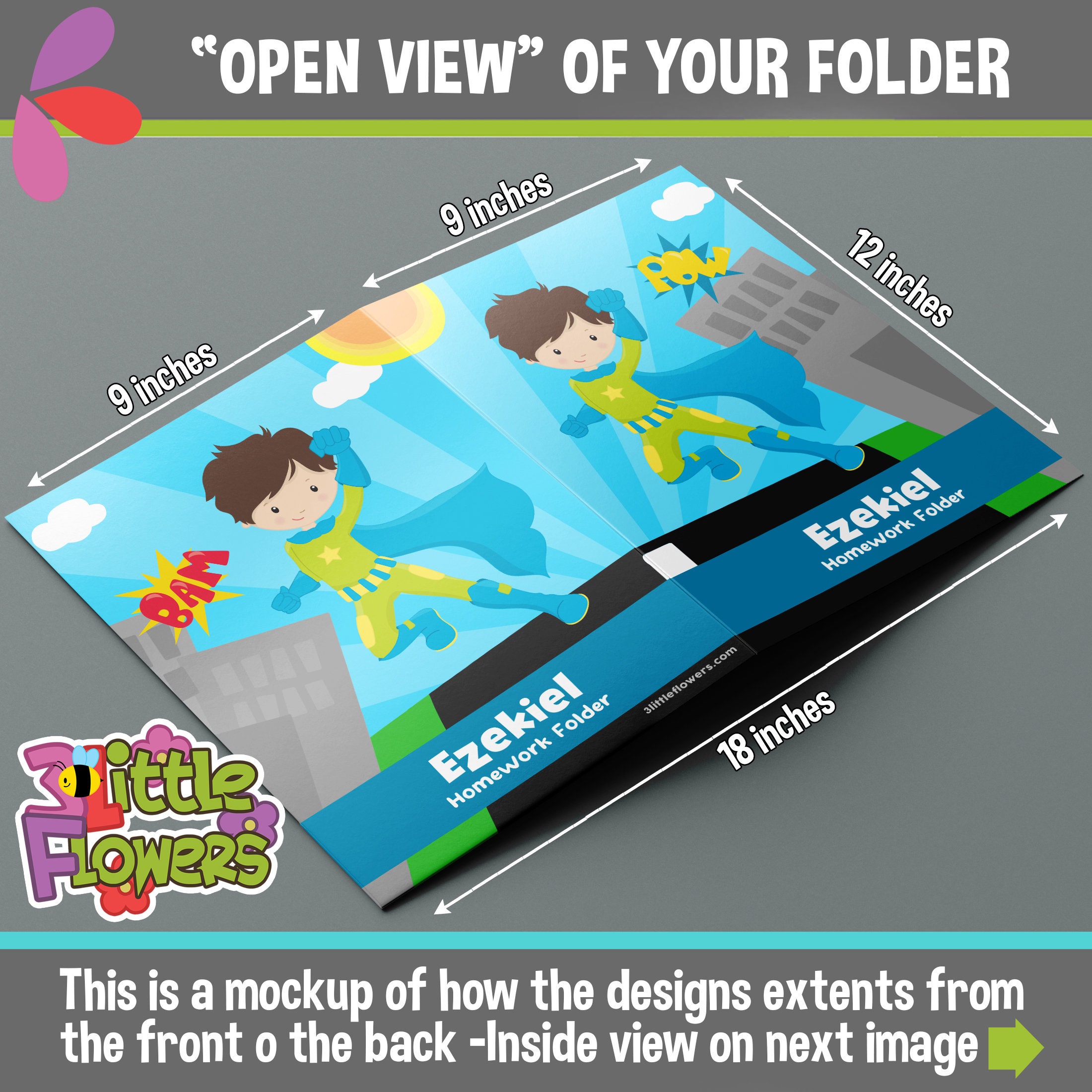 Personalized Superhero Boy Folder - Personalized 2 Pockets Folder ...