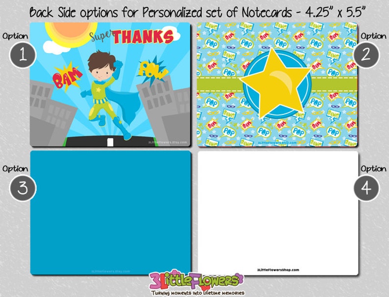 Superhero Note Cards Set of Personalized Note Cards 4.25 | Etsy