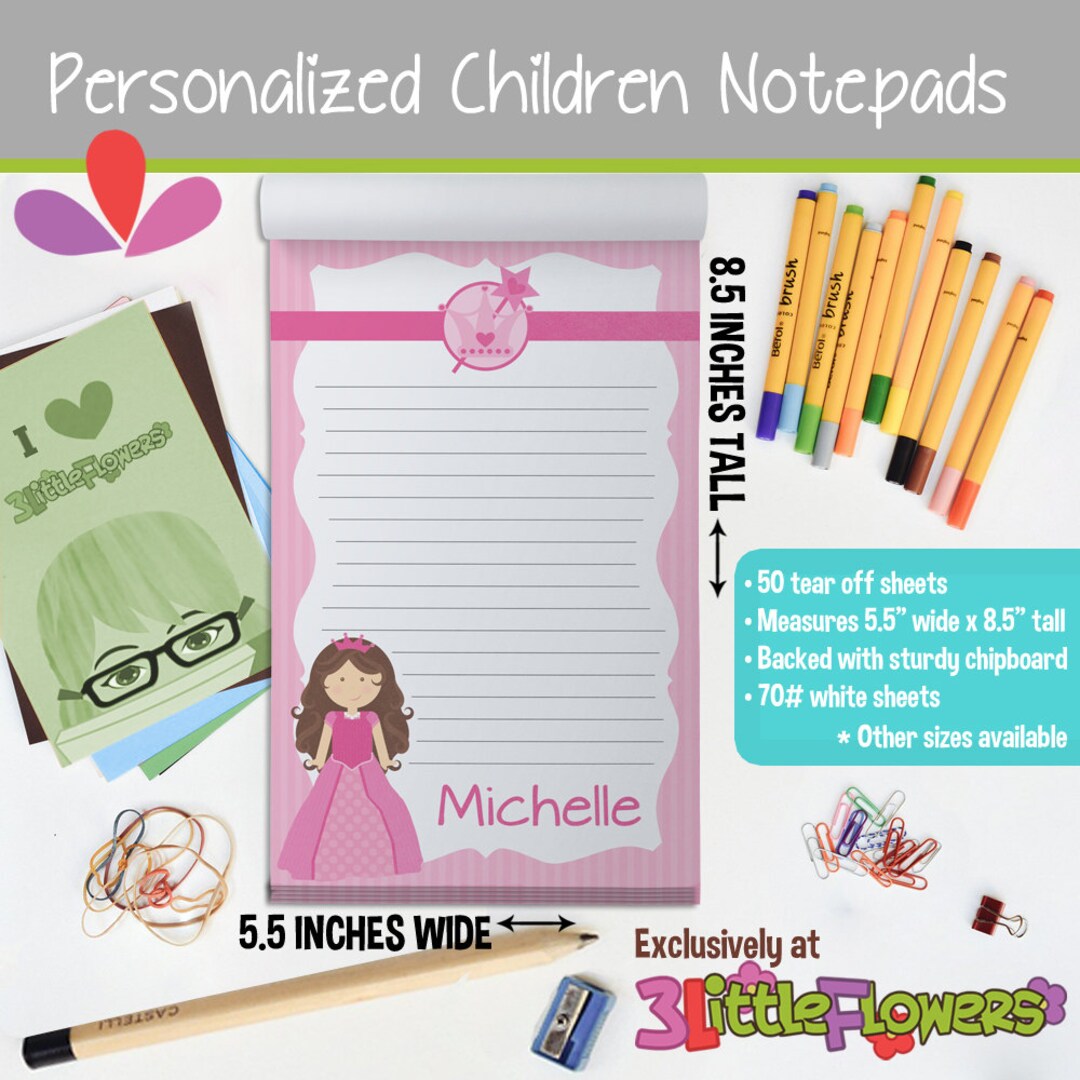 Princess Notepad Personalized Notepad Personalized - Etsy