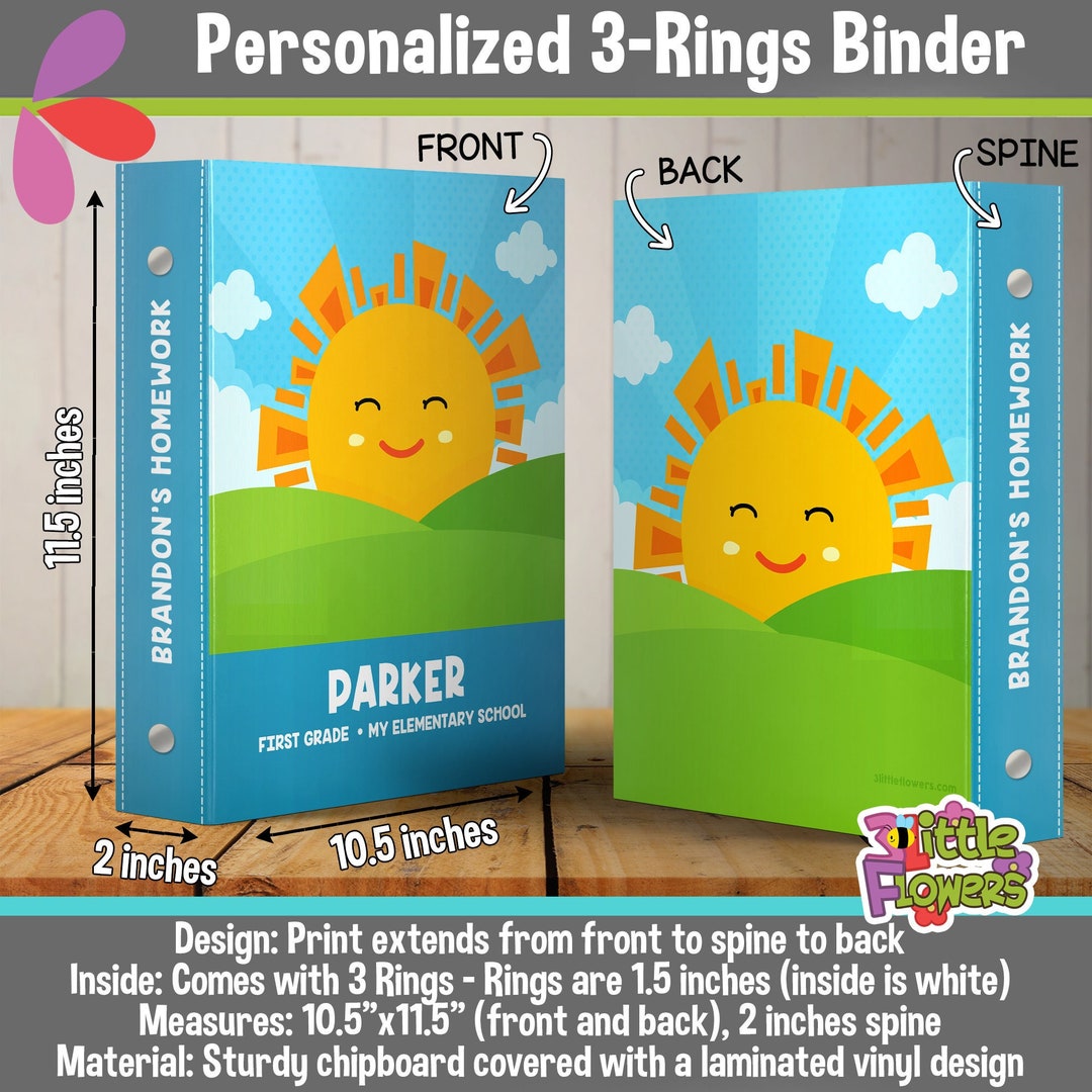 Personalized Sunshine Binder - Personalized 3 Ring Binder 2 Inches ...