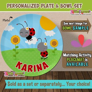 Personalized Ladybug Plate and Bowl Set Personalized Plastic | Etsy