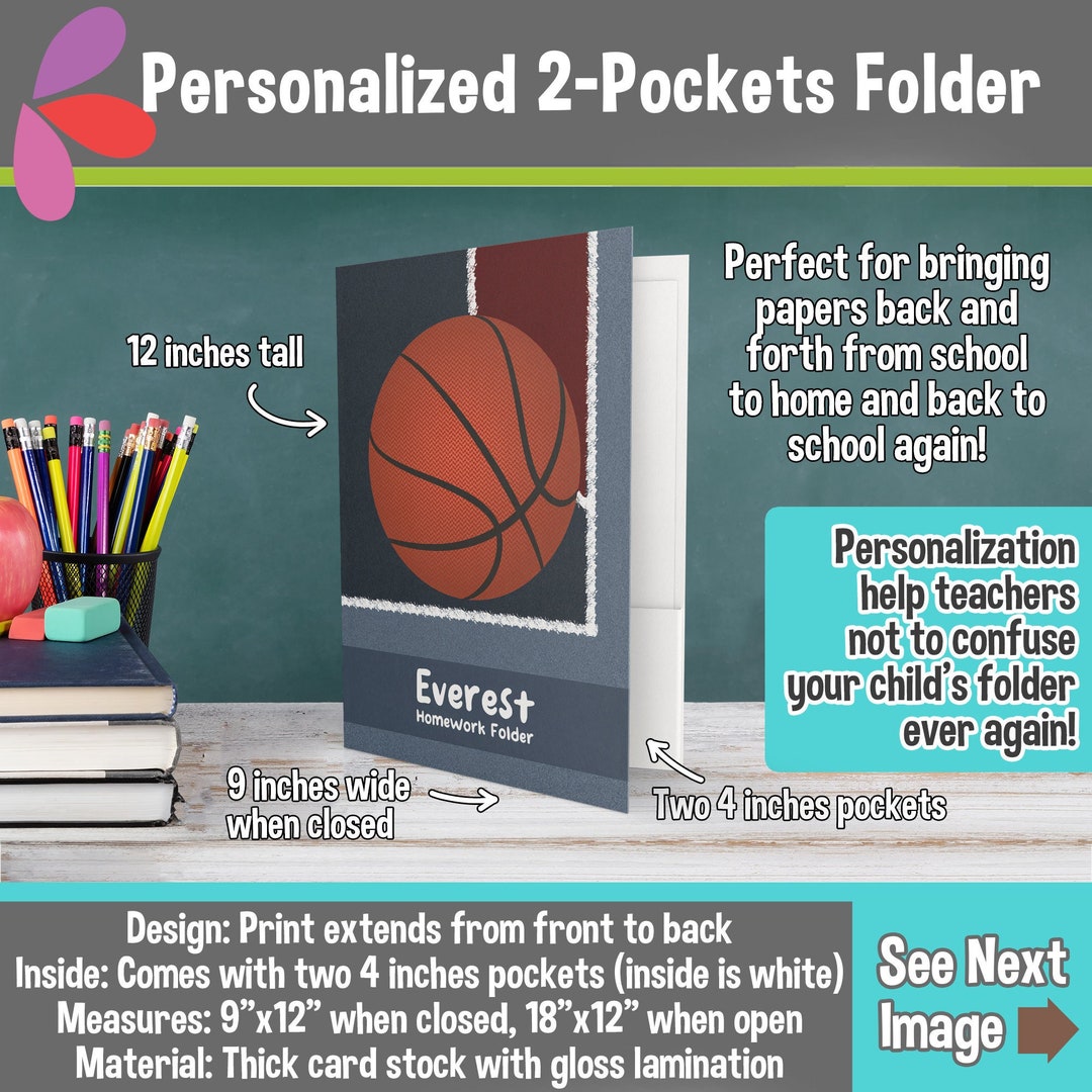 Personalized Basketball Folder Personalized 2 Pockets Folder ...