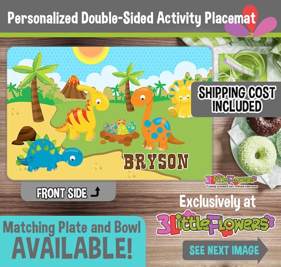 Personalized Dinosaurs Placemat - Personalized placemat for kids ...