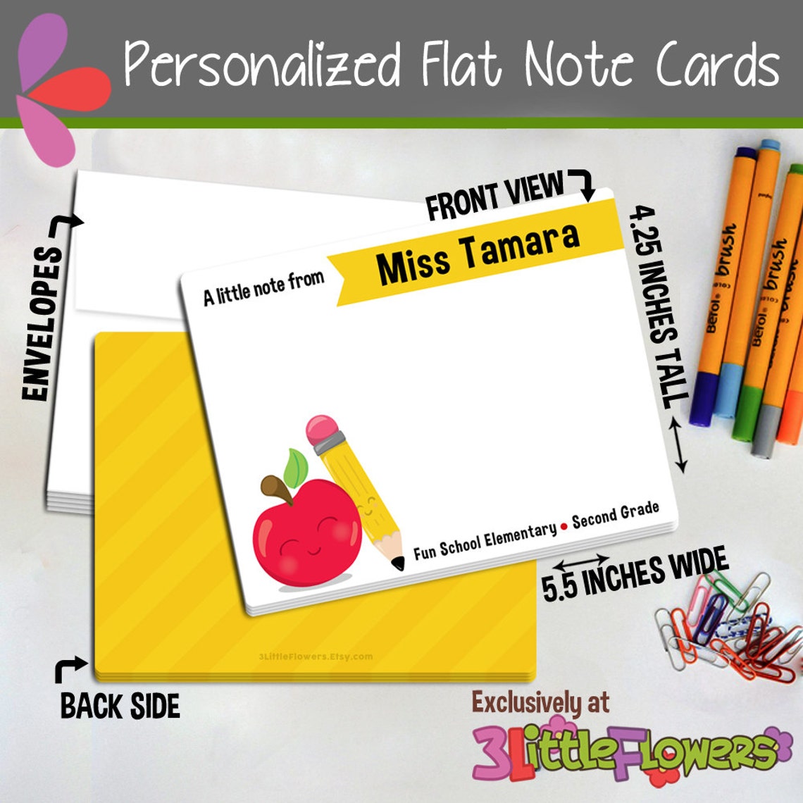 Teacher Note Cards Set of Personalized Note Cards - Etsy