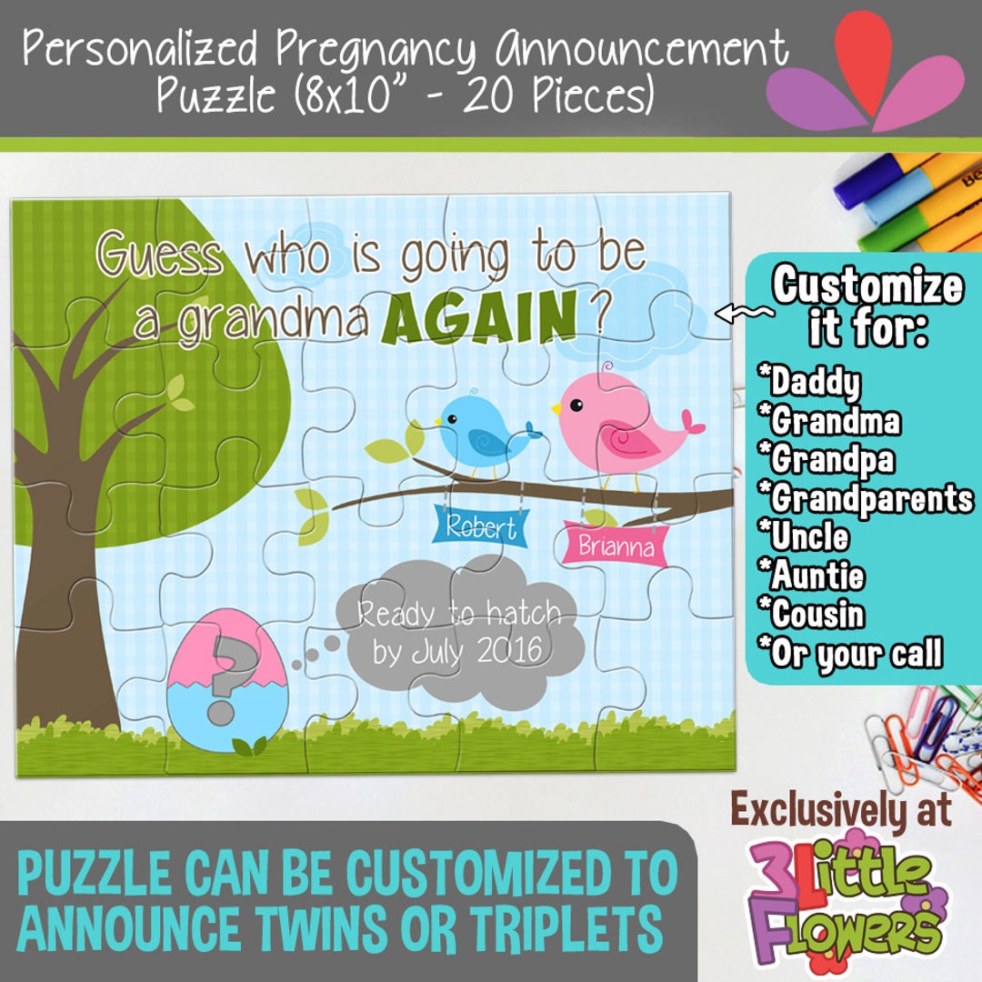 Personalized Pregnancy Announcement Puzzle Personalized - Etsy