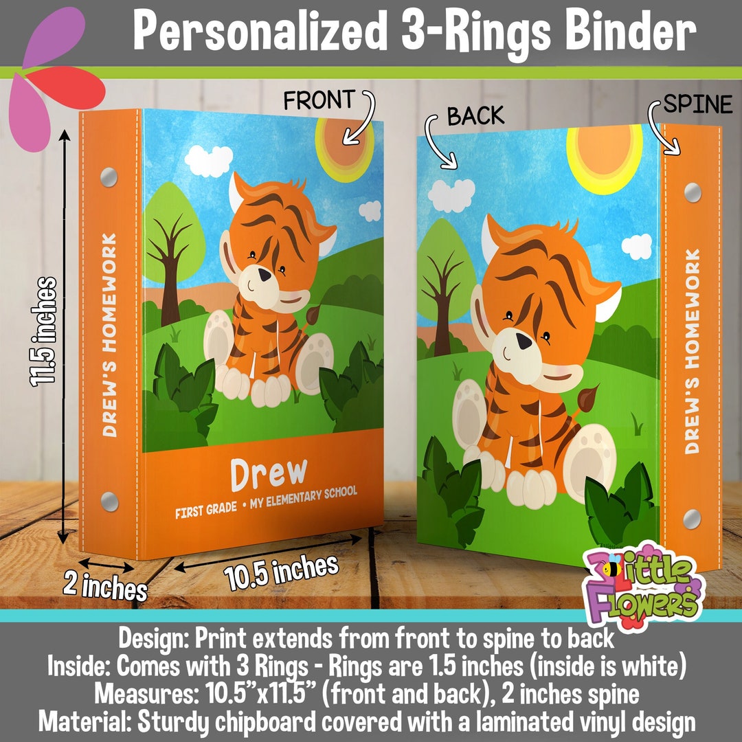 Personalized Tiger Binder - Personalized 3 Ring Binder 2 Inches ...