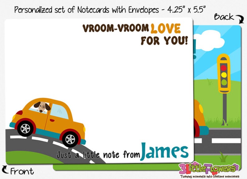 Car Note Cards Set of Personalized Note Cards 4.25 X 5.5 - Etsy