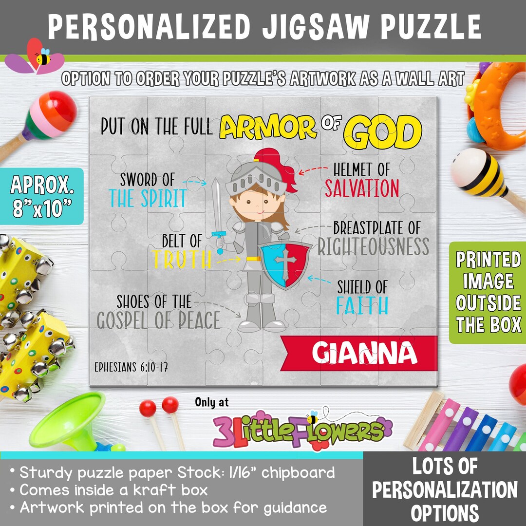 Armor of God Puzzle - Personalized 8 X 10 Puzzle - Personalized Name ...
