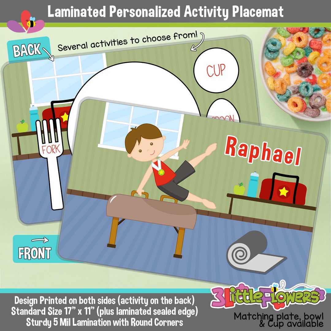 Personalized Gymnast Boy Placemat - Personalized Placemat for Kids ...
