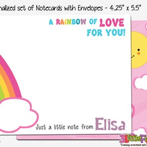 Rainbow Note Cards Set of Personalized Note Cards 4.25 X | Etsy