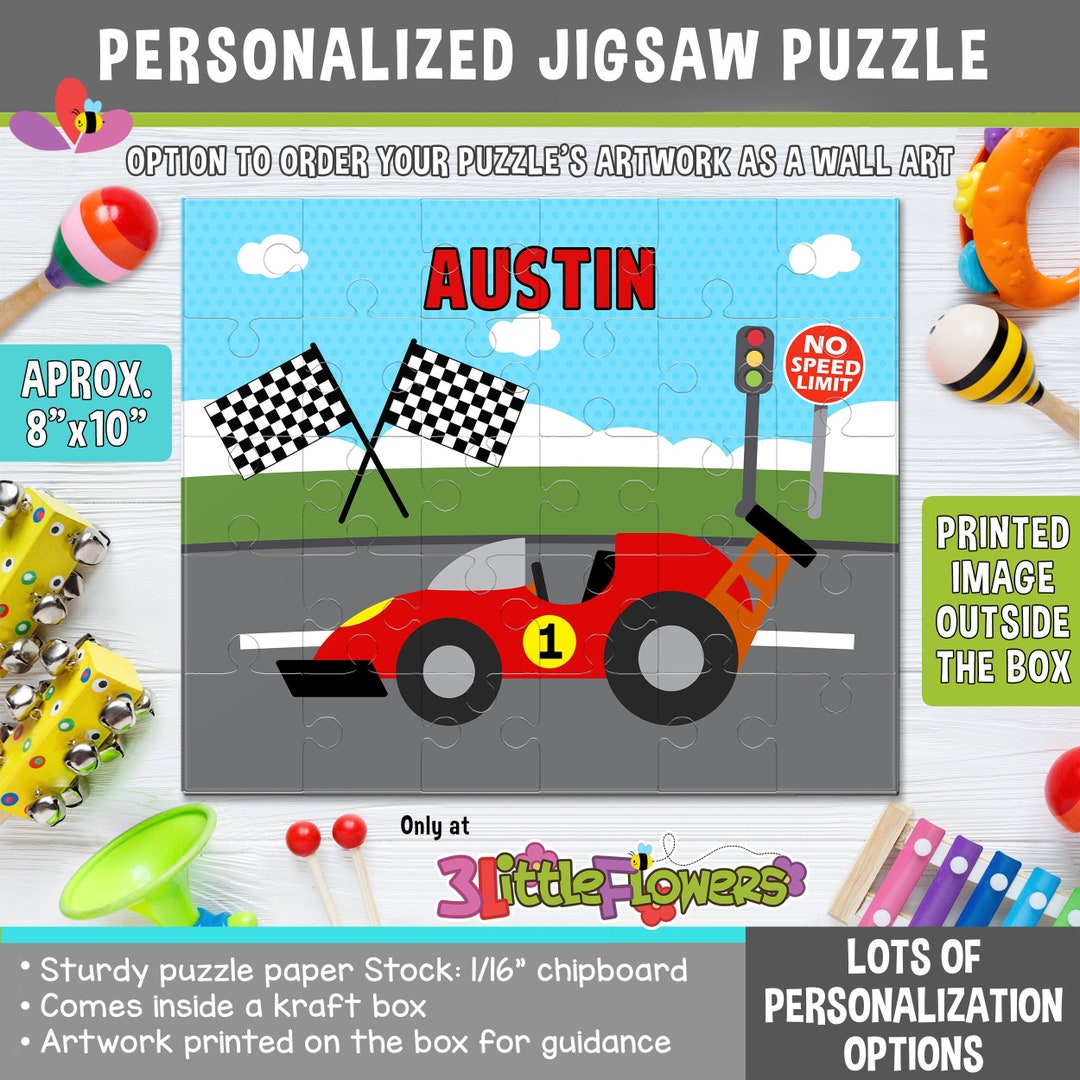 Race Car Puzzle - Personalized 8 X 10 Puzzle - Personalized Name Puzzle ...