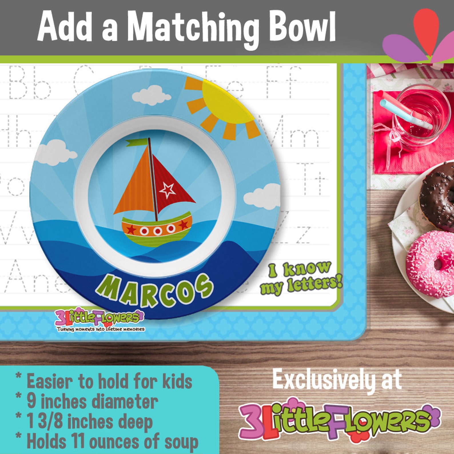 Personalized Sailboat Plate and Bowl Set Personalized | Etsy