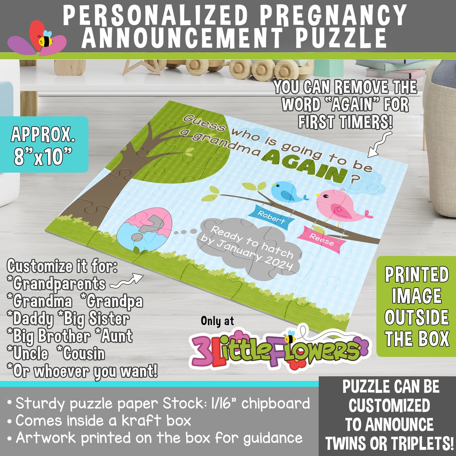 Personalized Pregnancy Announcement Puzzle - Personalized 8" X 10 ...