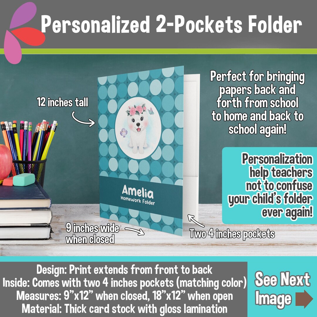 Personalized Dog Folder - Personalized 2 Pockets Folder - Personalized ...