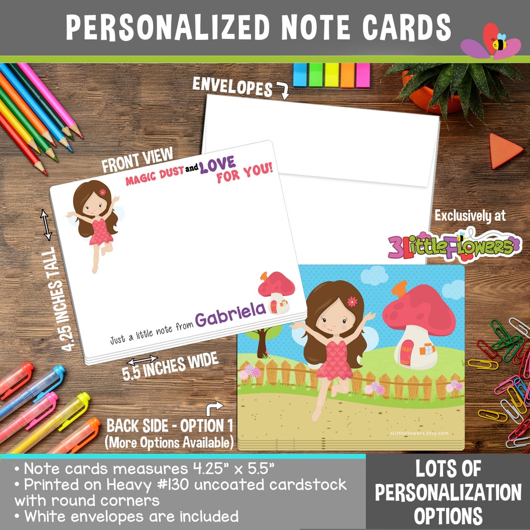 Fairy Note Cards - Set of Personalized Note Cards - 4.25” X 5.5 ...