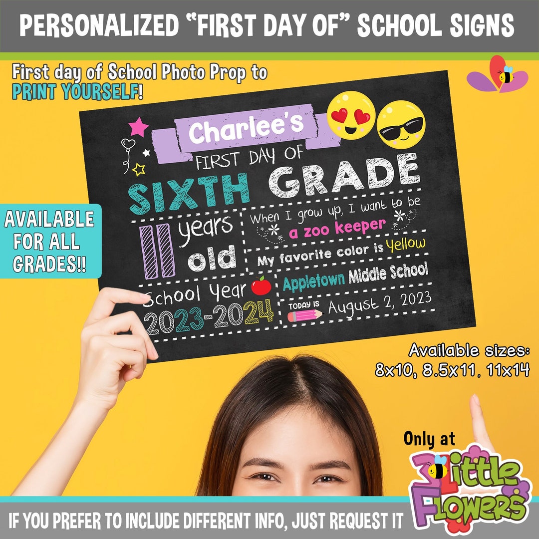 Emoji First Day of School Sign - Printable First Day of School ...