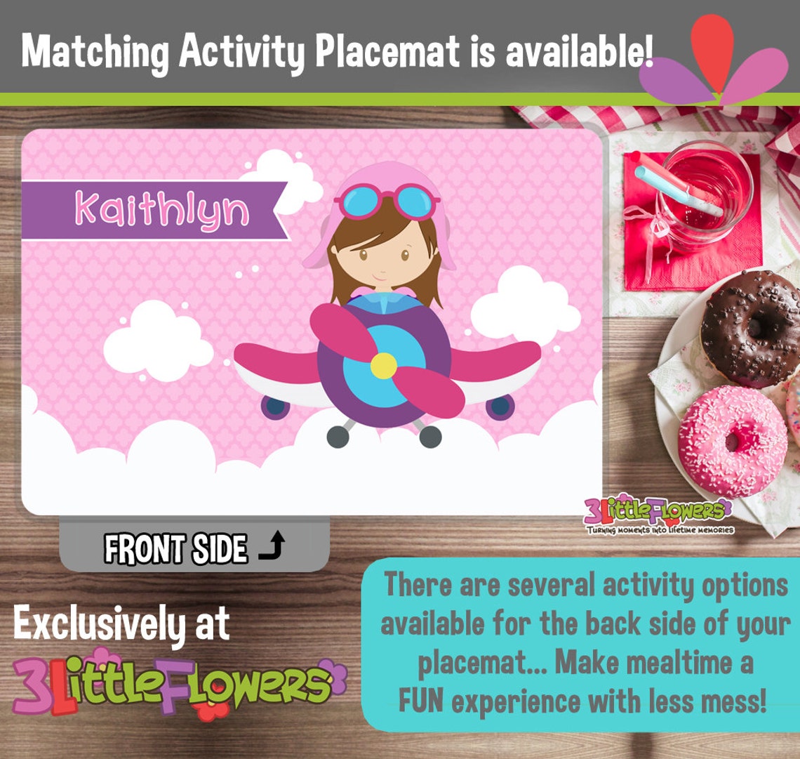 Girl Pilot Plate and Bowl Set Personalized Plastic Children - Etsy