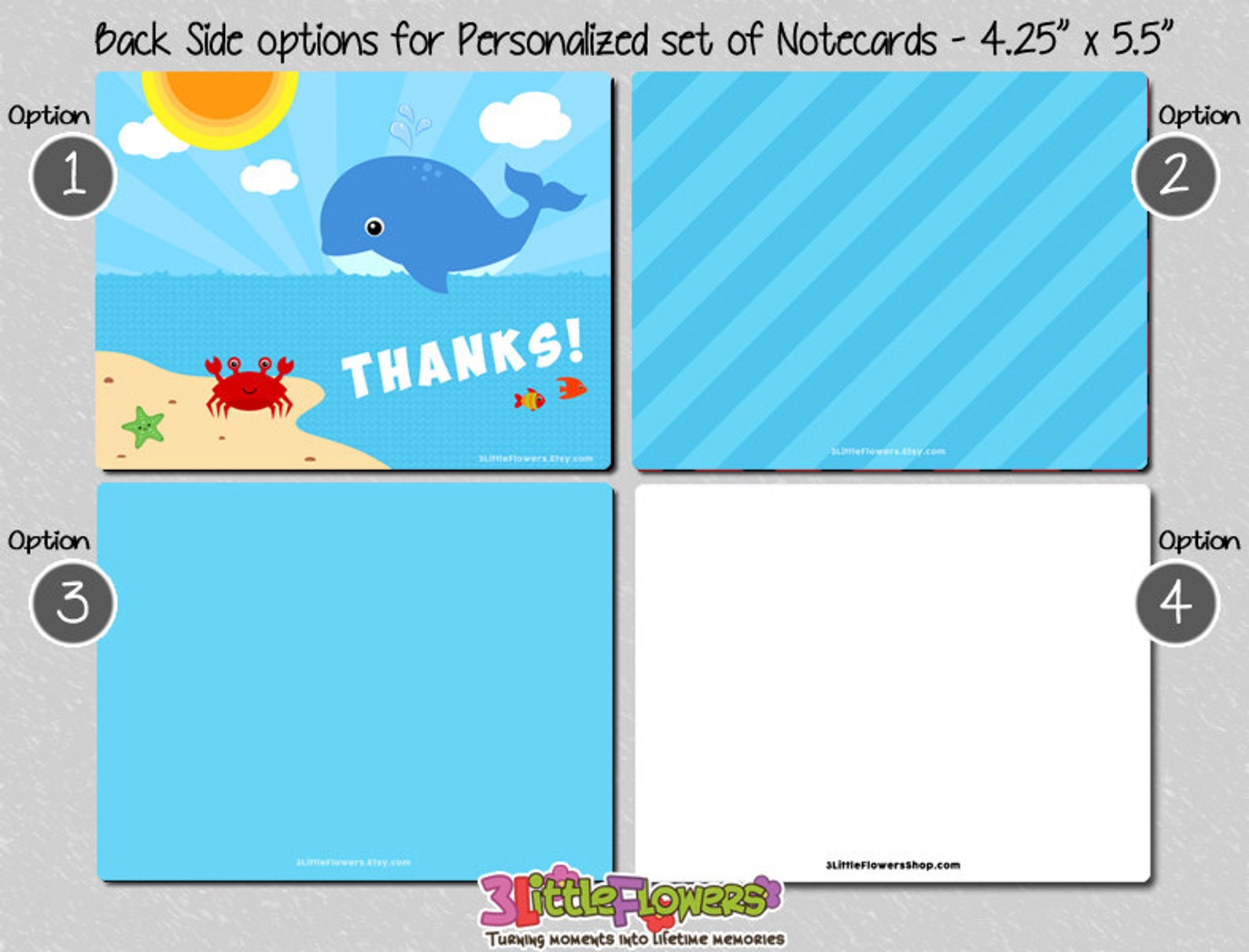 Whale Note Cards Set of Personalized Note Cards 4.25 x | Etsy