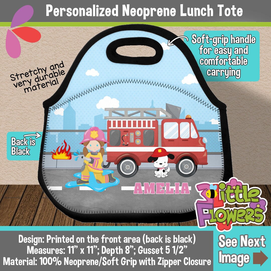 Personalized Firefighter Neoprene Lunch Tote - Personalized Neoprene ...