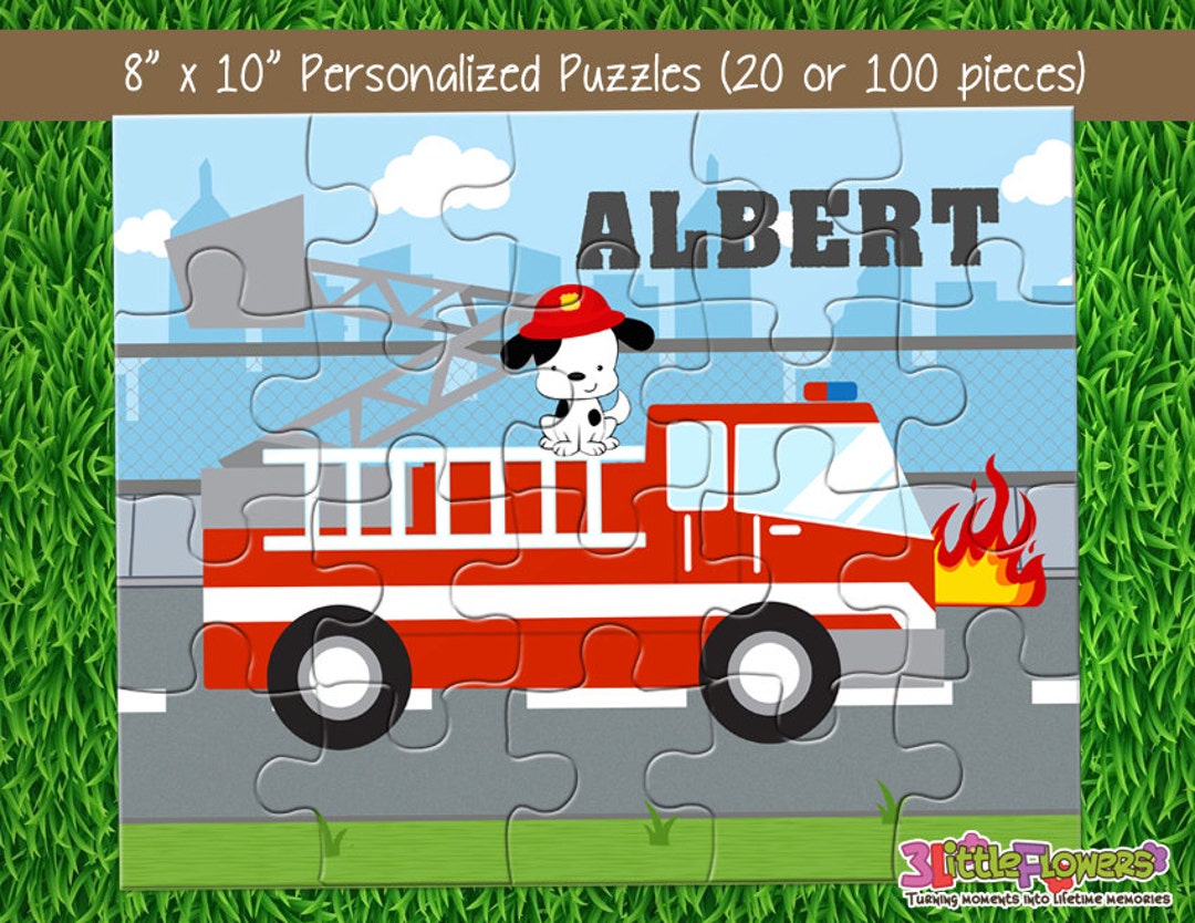 Personalized Fire Truck Puzzle Personalized 8 X 10 - Etsy
