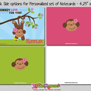 Girl Monkey Note Cards Set of Personalized Note Cards - Etsy