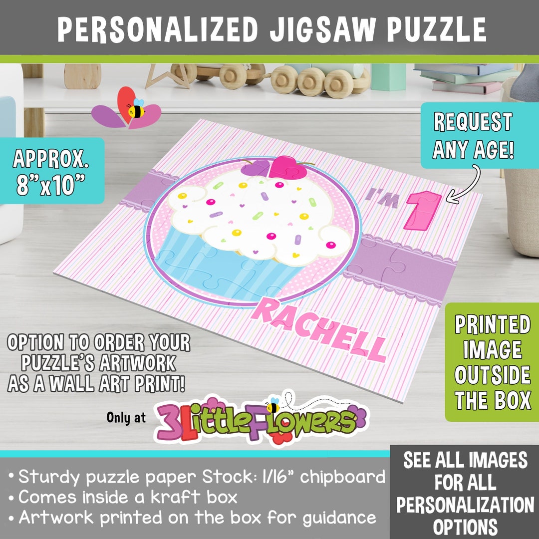 Cupcake Puzzle - Personalized 8 X 10" Puzzle - Personalized Name Puzzle ...