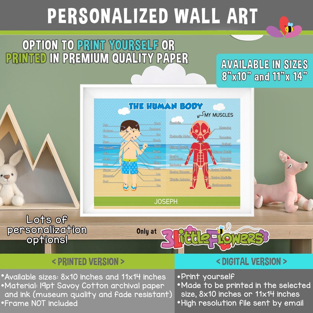 Learning Muscles Wall Art - Personalized Premium Art Nursery Print ...