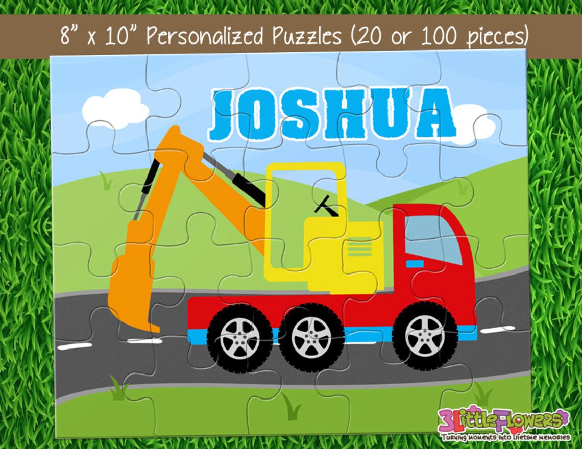 Personalized Digger Truck Puzzle Personalized 8 X - Etsy