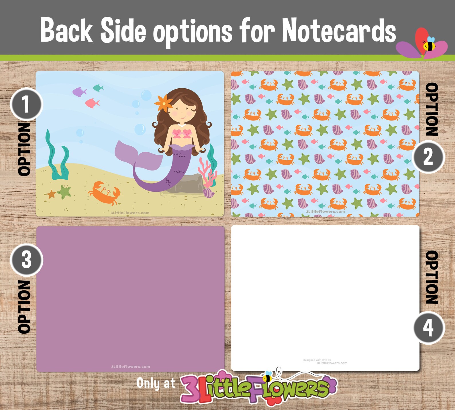 Mermaid Note Cards Set of Personalized Note Cards 4.25 X 5.5 Double ...