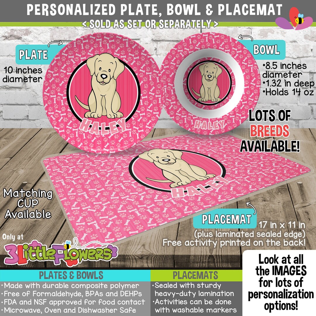 Personalized Puppy Plate and Bowl Set - Personalized Plastic Children ...