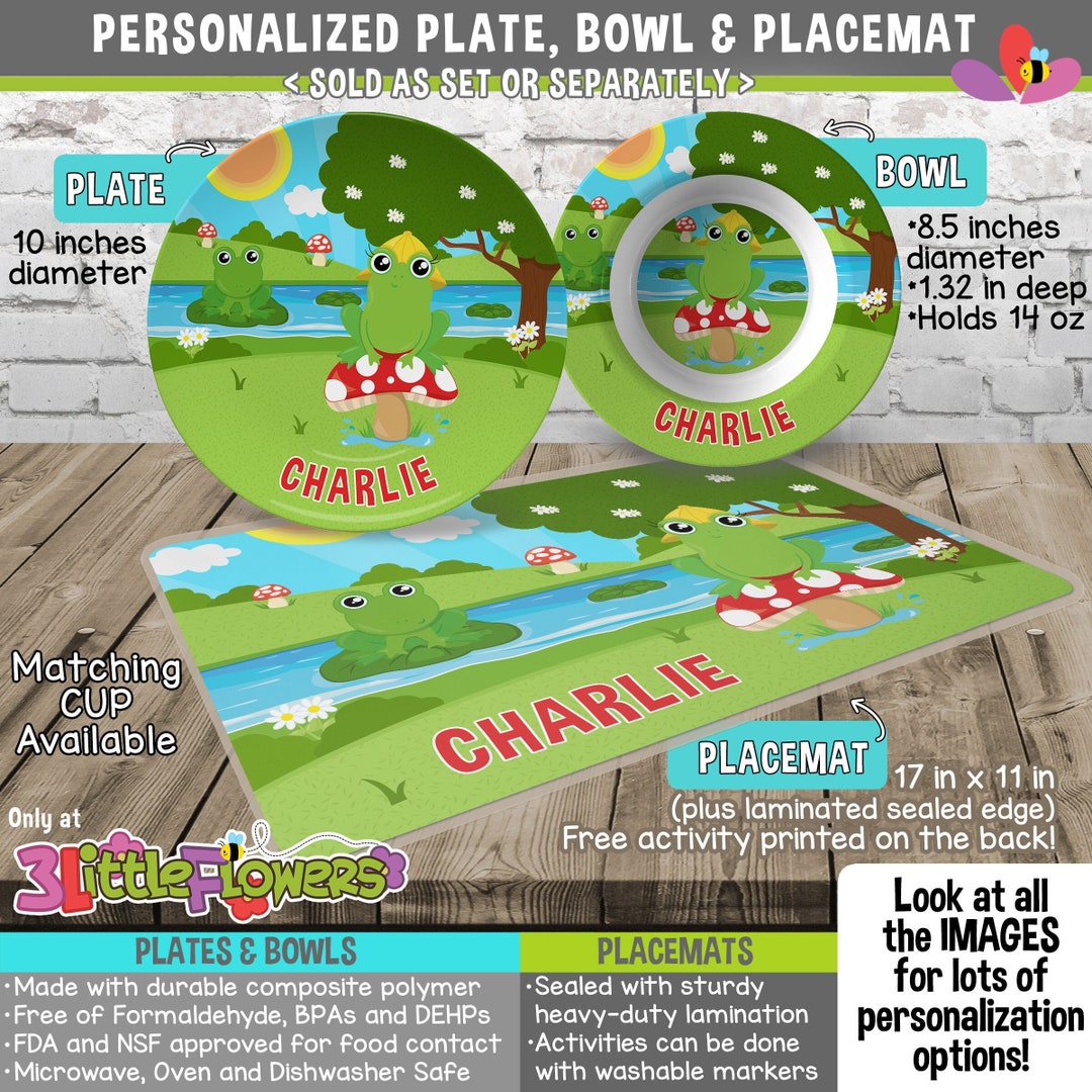 Frogs Plate and Bowl - Personalized Plastic Children Plate Cereal Bowl ...
