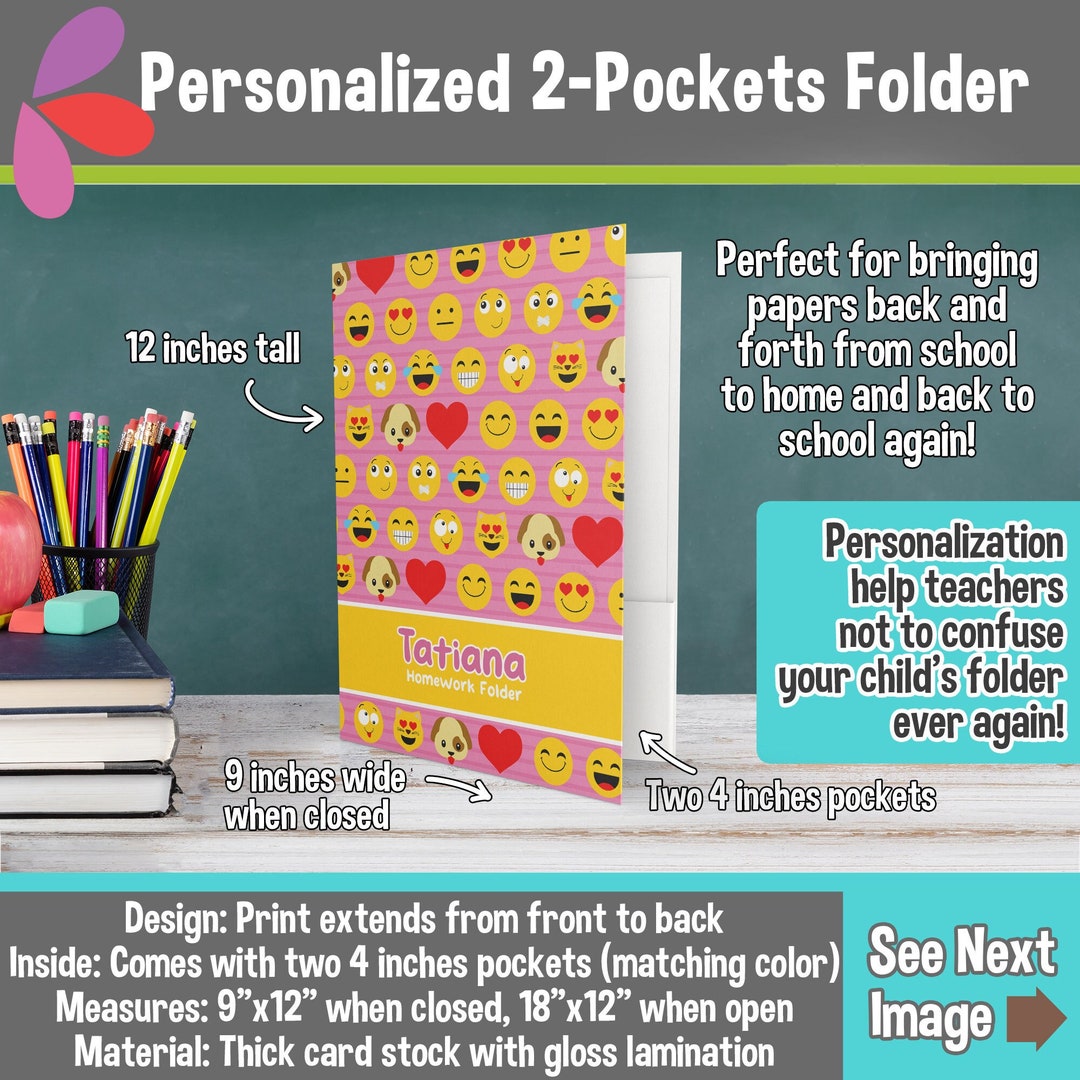 Personalized Emoji Folder - Personalized 2 Pockets Folder ...