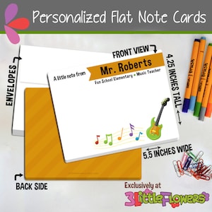 Music Teacher Note Cards - Set of Personalized Note Cards - Double ...