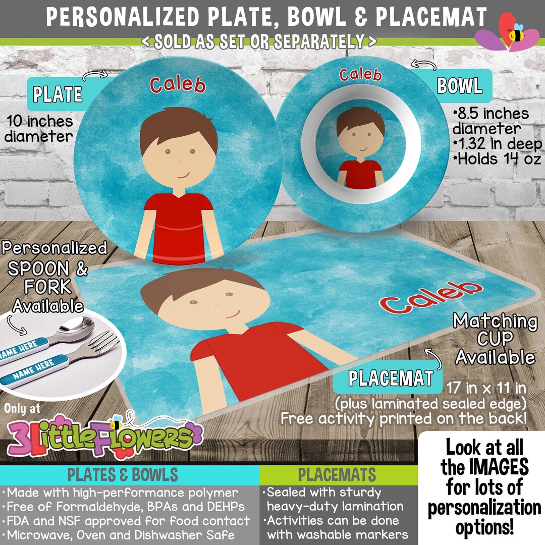 Little Me Boy Plate and Bowl Set - Personalized Plastic Children Plate ...