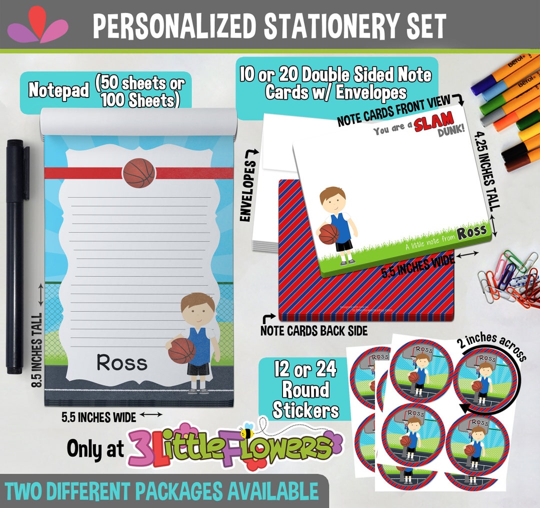 Basketball Personalized Stationery Set - Personalized Children ...