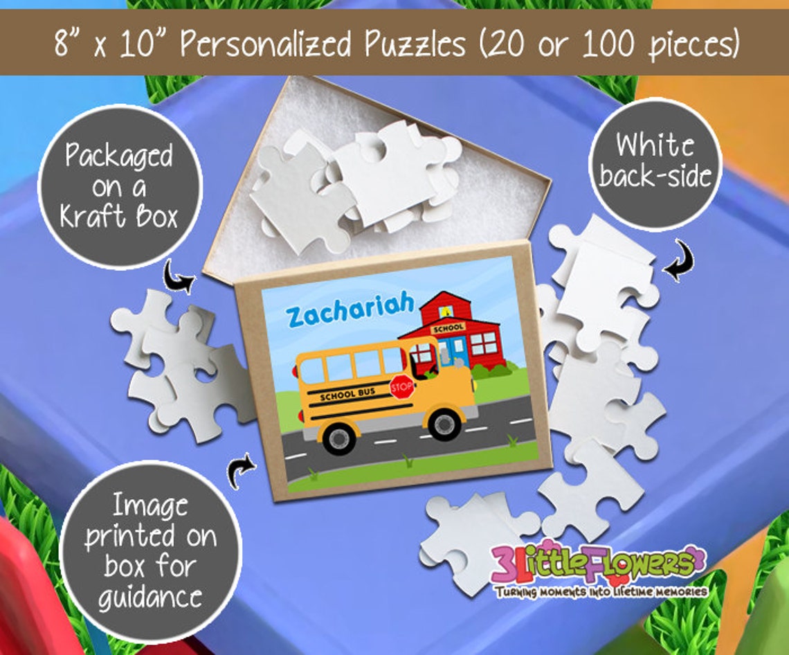 Personalized School Bus Puzzle Personalized 8 X | Etsy