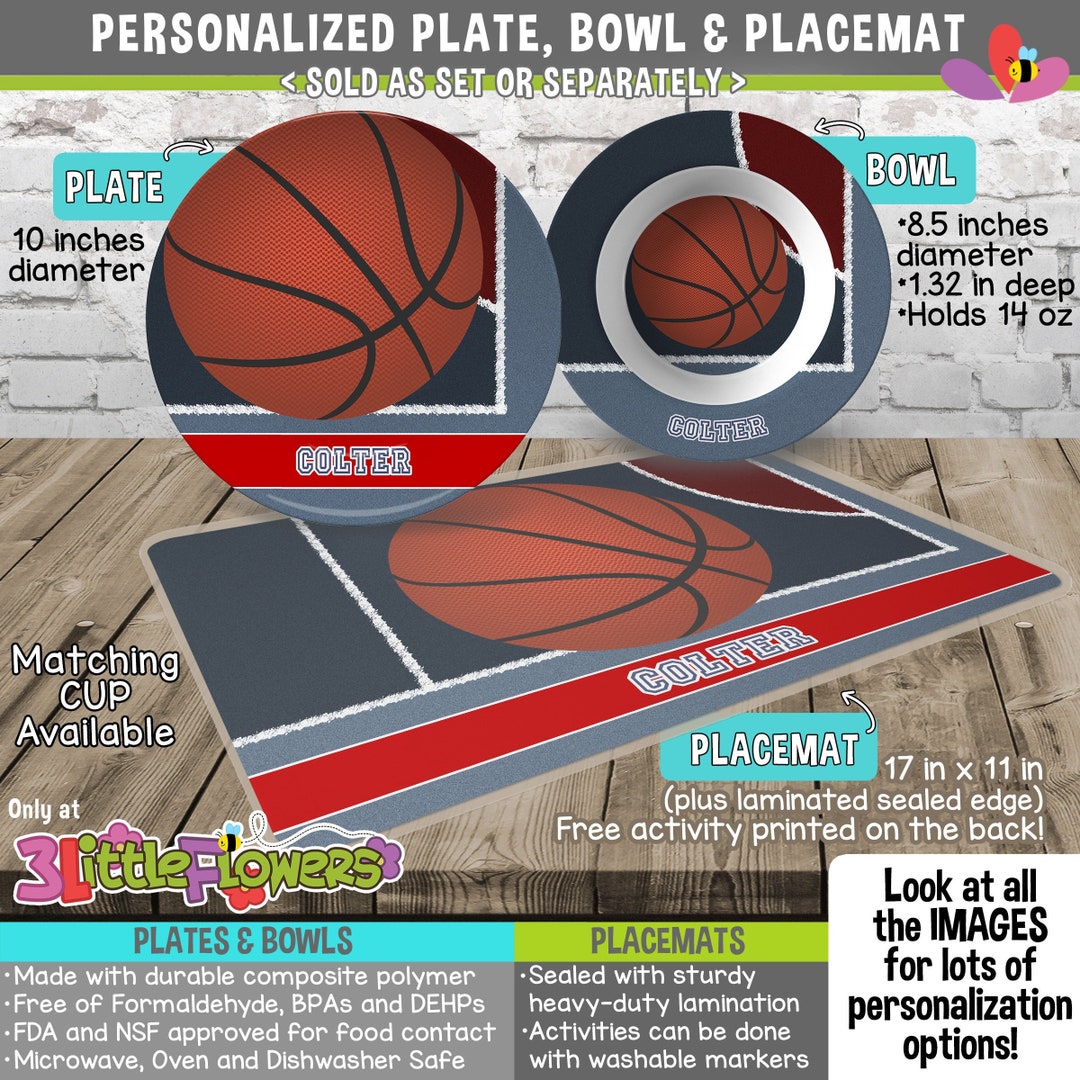 Basketball Plate and Bowl Set - Personalized Plastic Children Plate ...