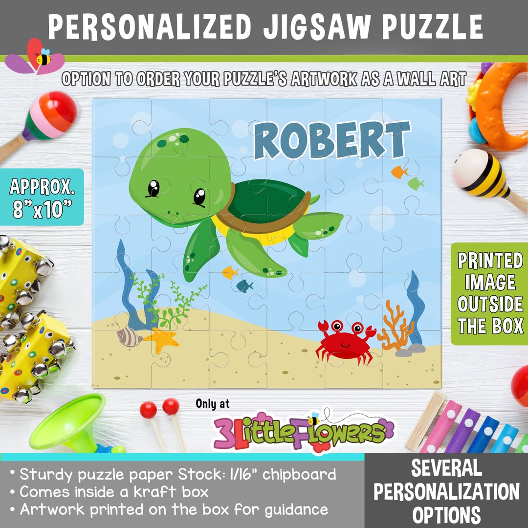 Sea Turtle Puzzle - Personalized 8" X 10" Puzzle - Personalized Name ...