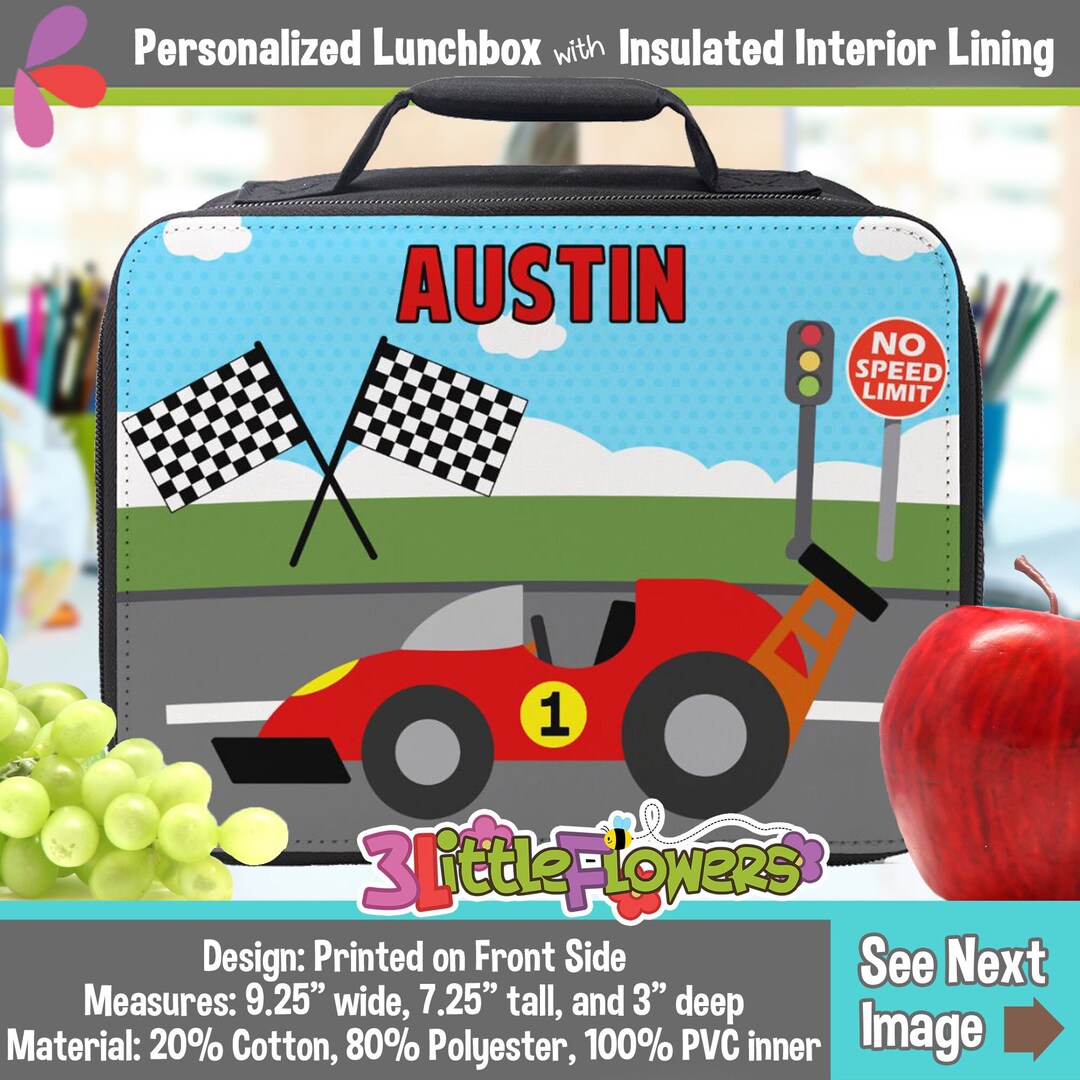 Personalized Racing Lunchbox - Personalized Polyester Lunch Box ...