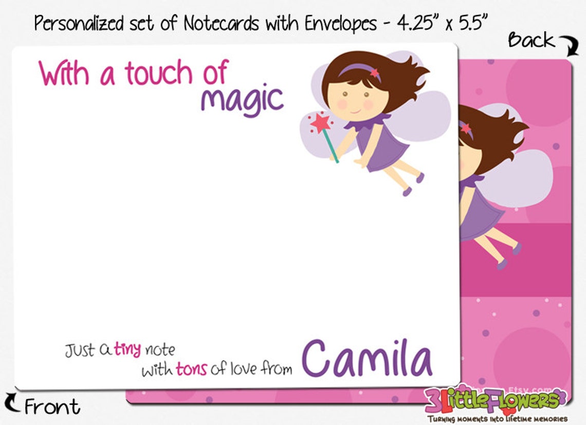 Fairy Note Cards Set of Personalized Note Cards 4.25 X | Etsy